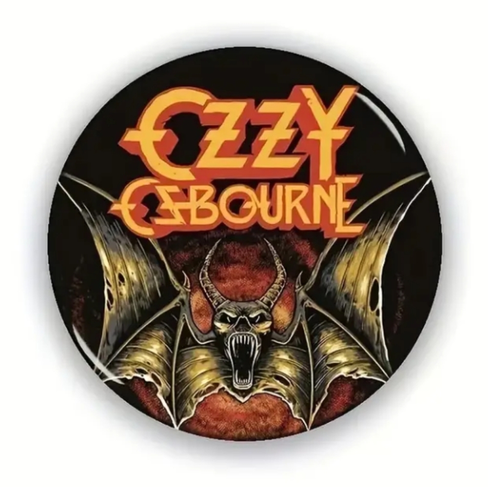 Ozzy Osbourne Button With Bat Design - Gem